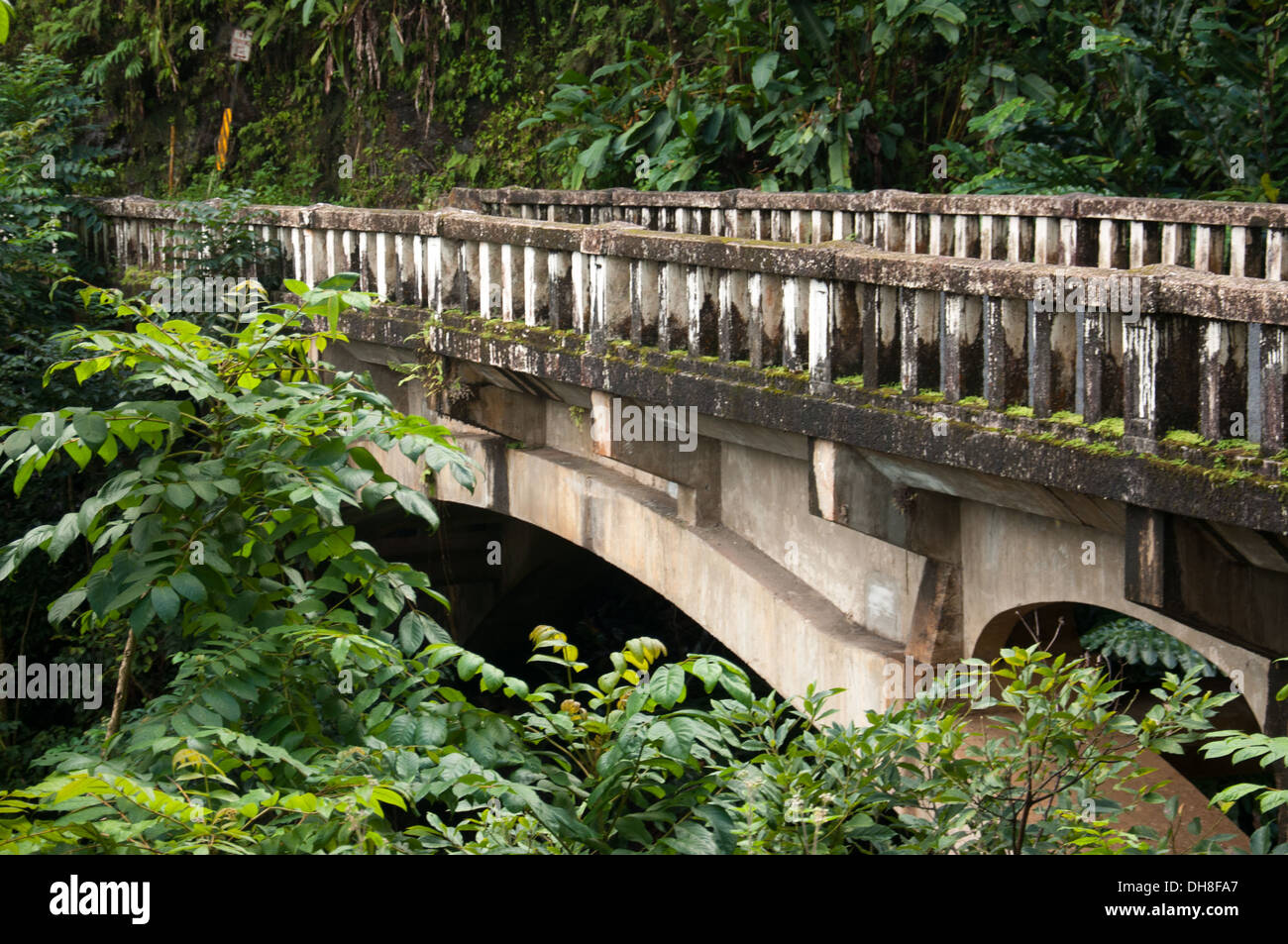 Old bridge in tropical surroundings on the highway to Hana, Hawaii ...