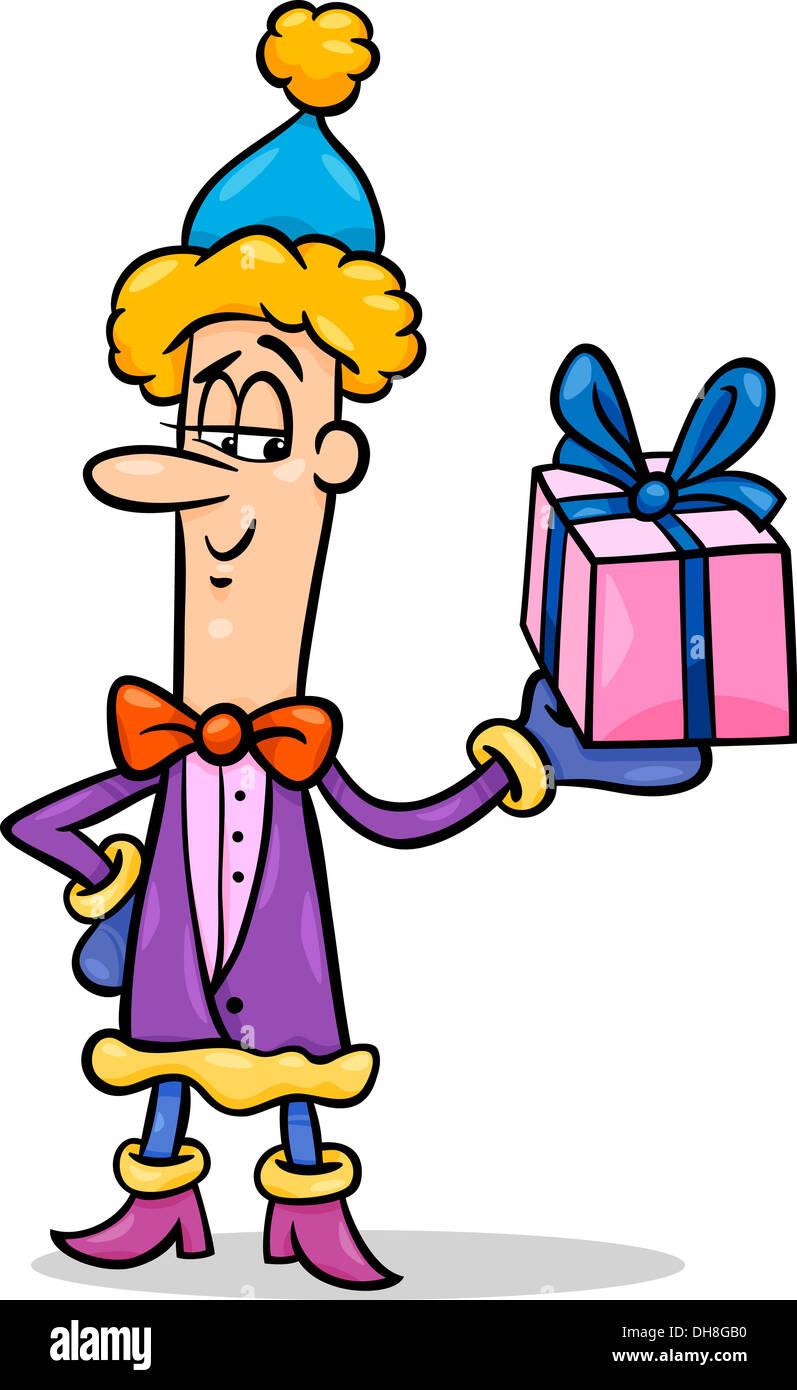 Cartoon Illustration of Christmas Elf with Present Stock Photo - Alamy
