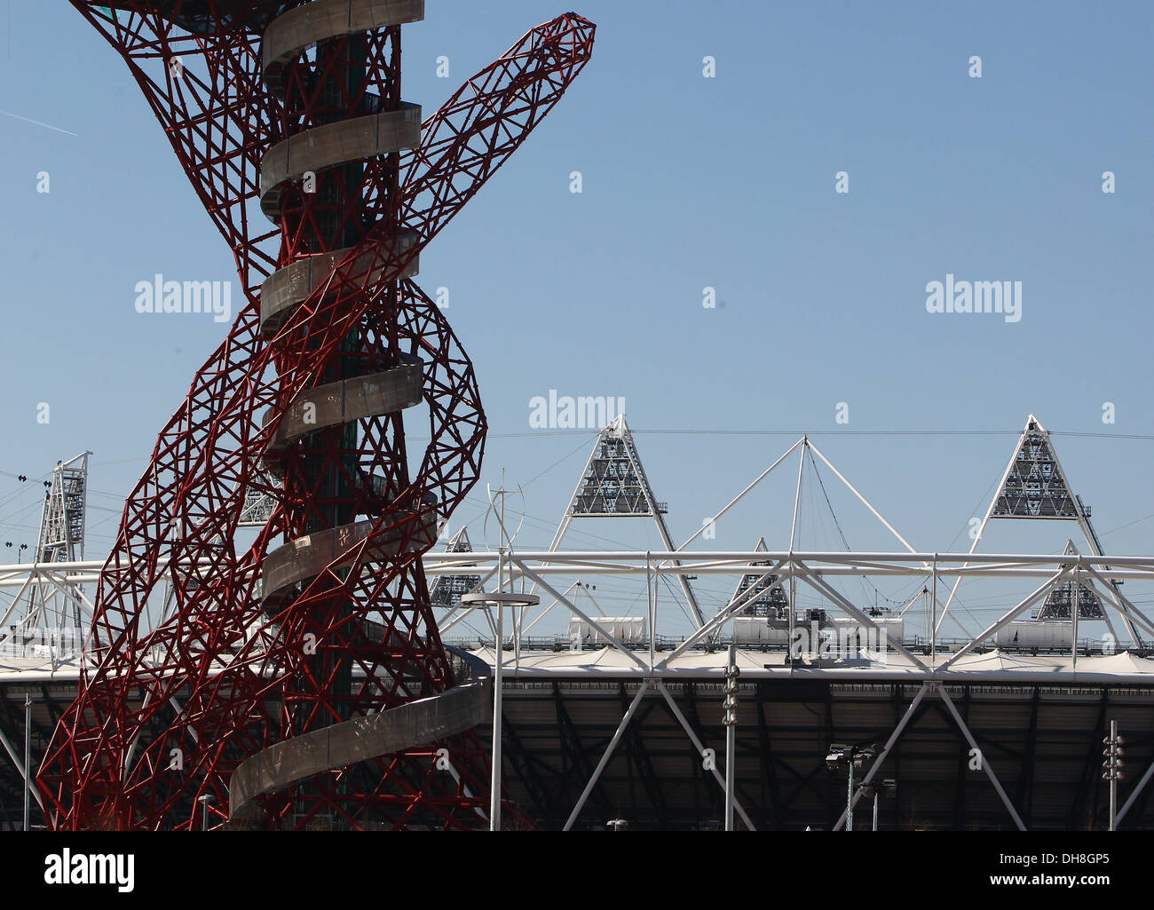 The London Olympic Park Olympic Stadium and Orbit tower at Olympic Park ...