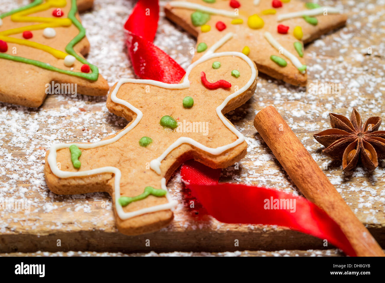 Gingerbread Man on a red ribbon Stock Photo - Alamy