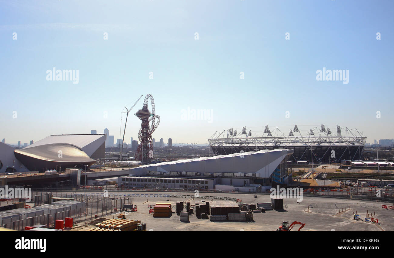 The London Olympic Park Olympic Stadium and Orbit tower at Olympic Park ...