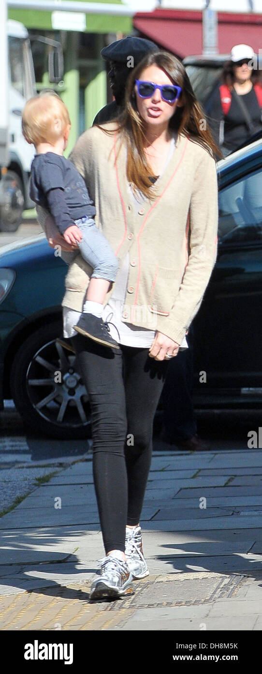 Jools Oliver in Primrose Hill with her son Buddy Bear London, England ...