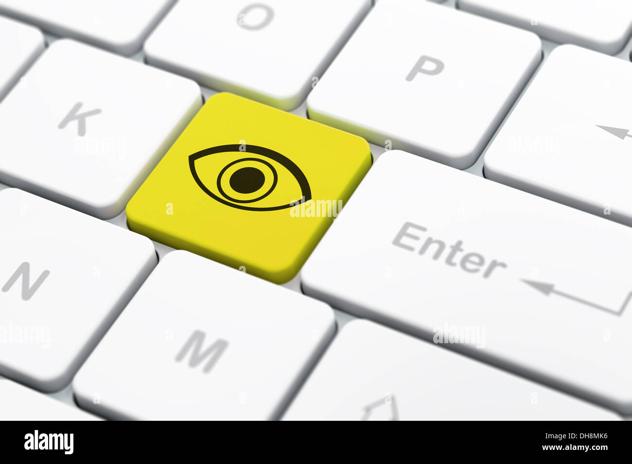 Safety concept: Eye on computer keyboard background Stock Photo - Alamy