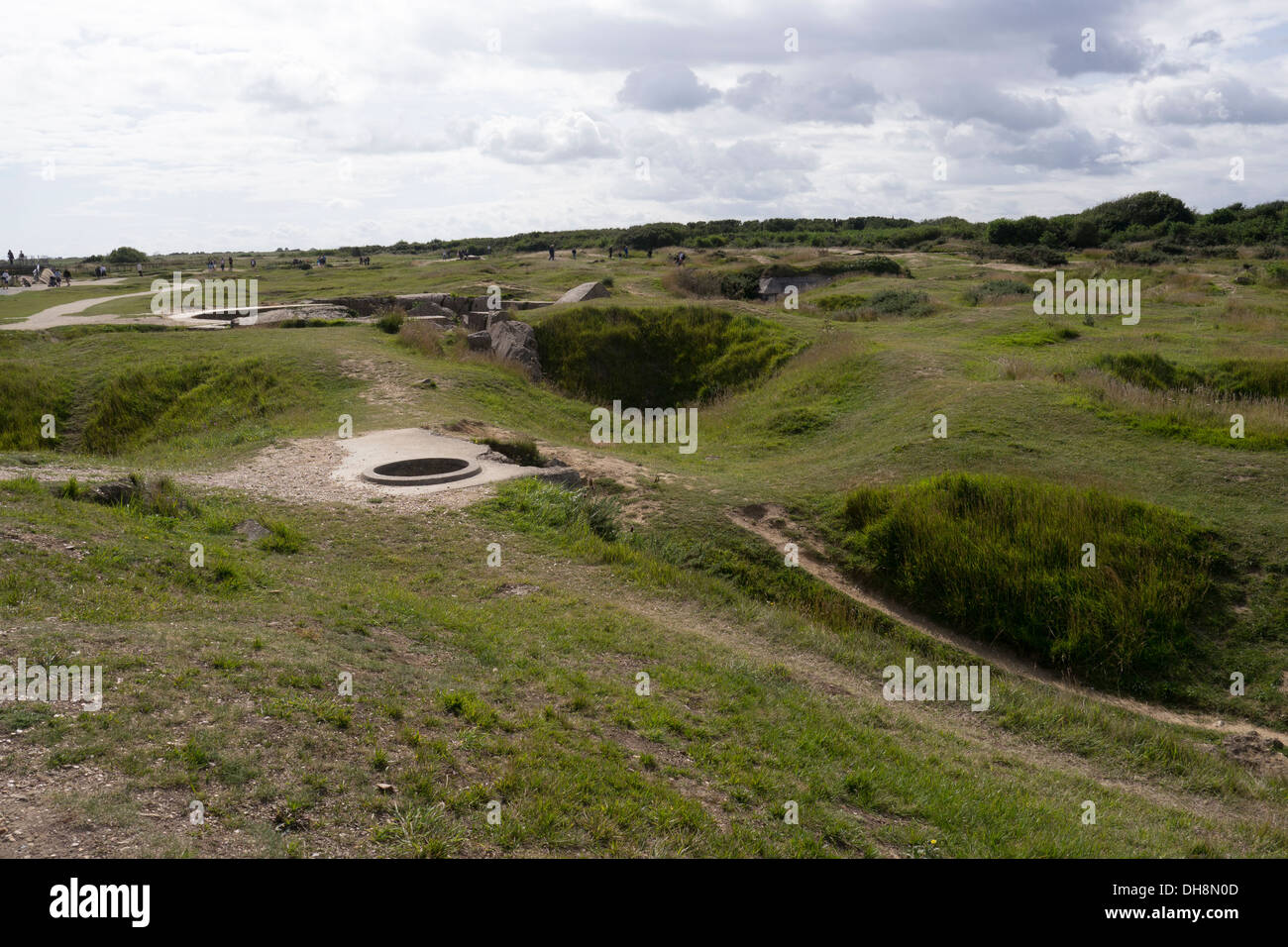 Shell craters from Allied artillery barrage at Pointe Du Hoc, during ...