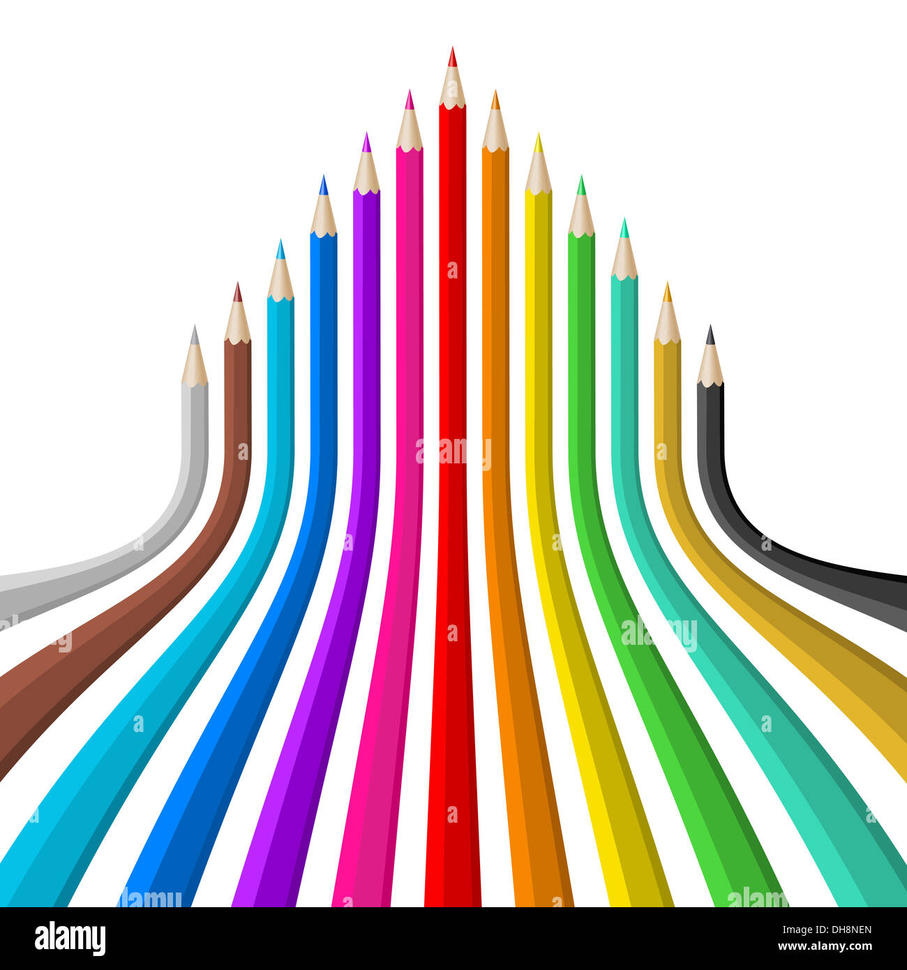 Set of crayons in abstract shape. Illustration on white background ...