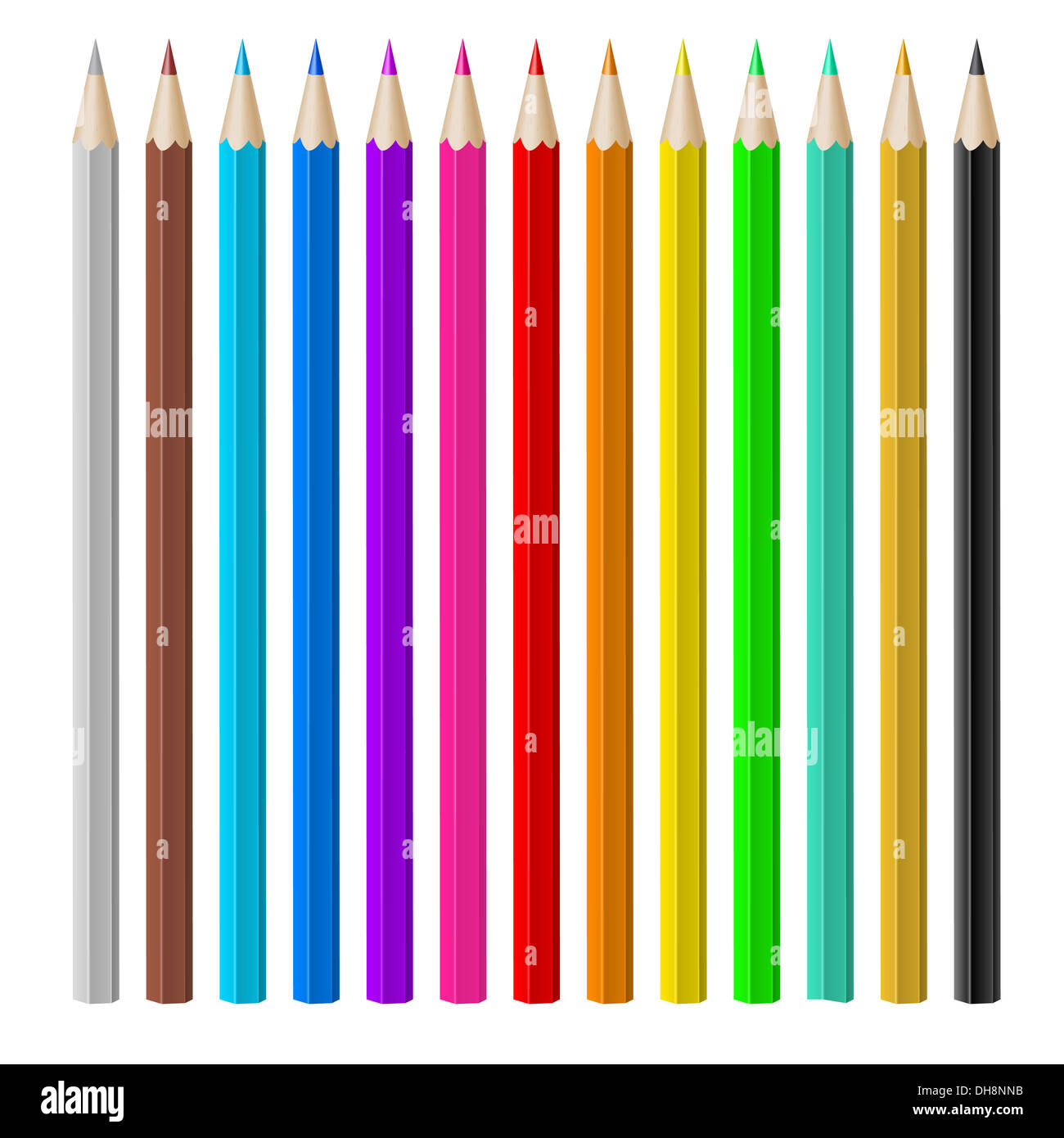 Set of color pencils. Illustration on white background Stock Photo - Alamy