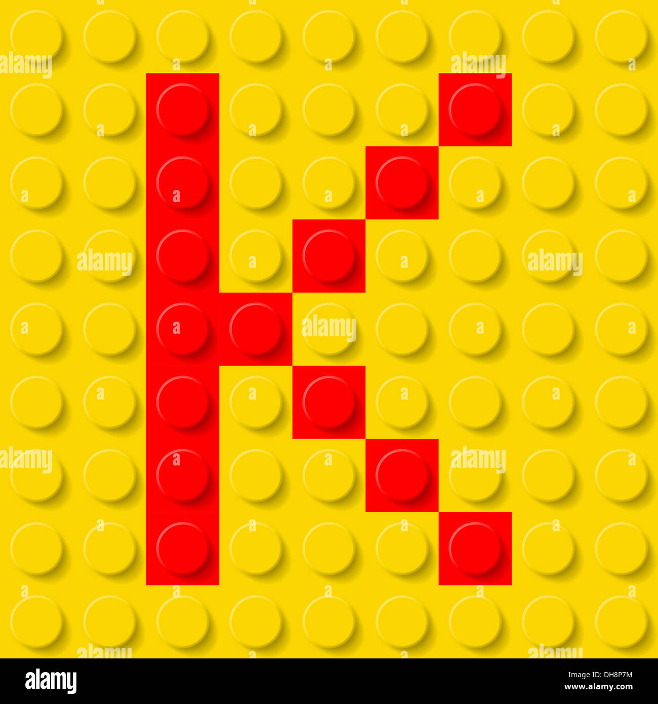 Red letter K in yellow plastic construction kit. Typeface sample Stock ...