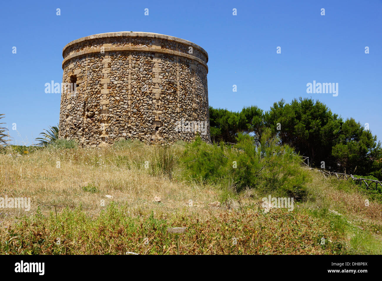 old watchtower, port d'addaia, menorca, spain Stock Photo - Alamy