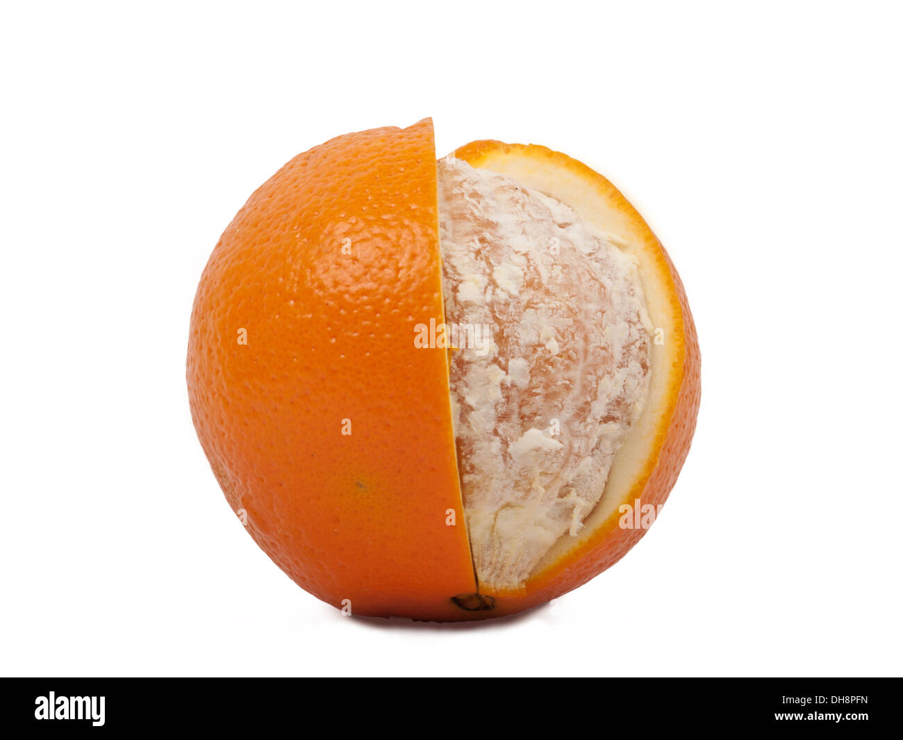 orange without part of peel, isolated on white background Stock Photo ...