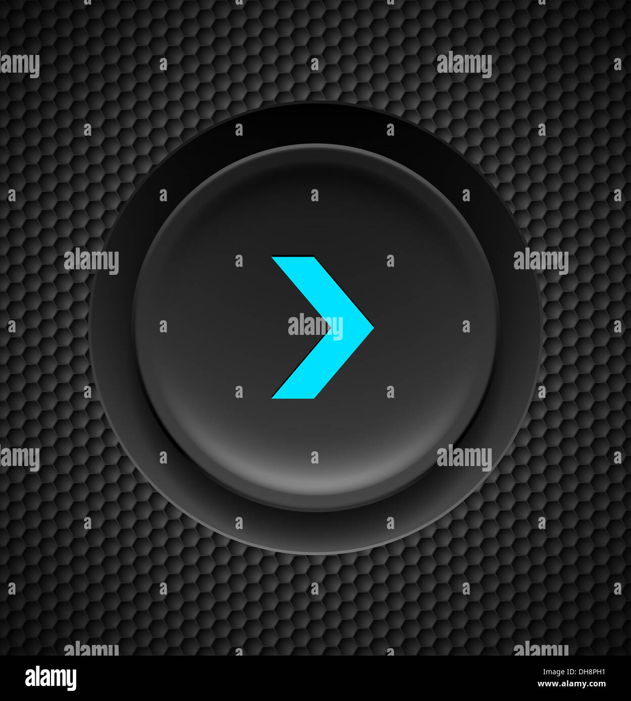 Black button with blue fast forward sign on carbon background Stock ...