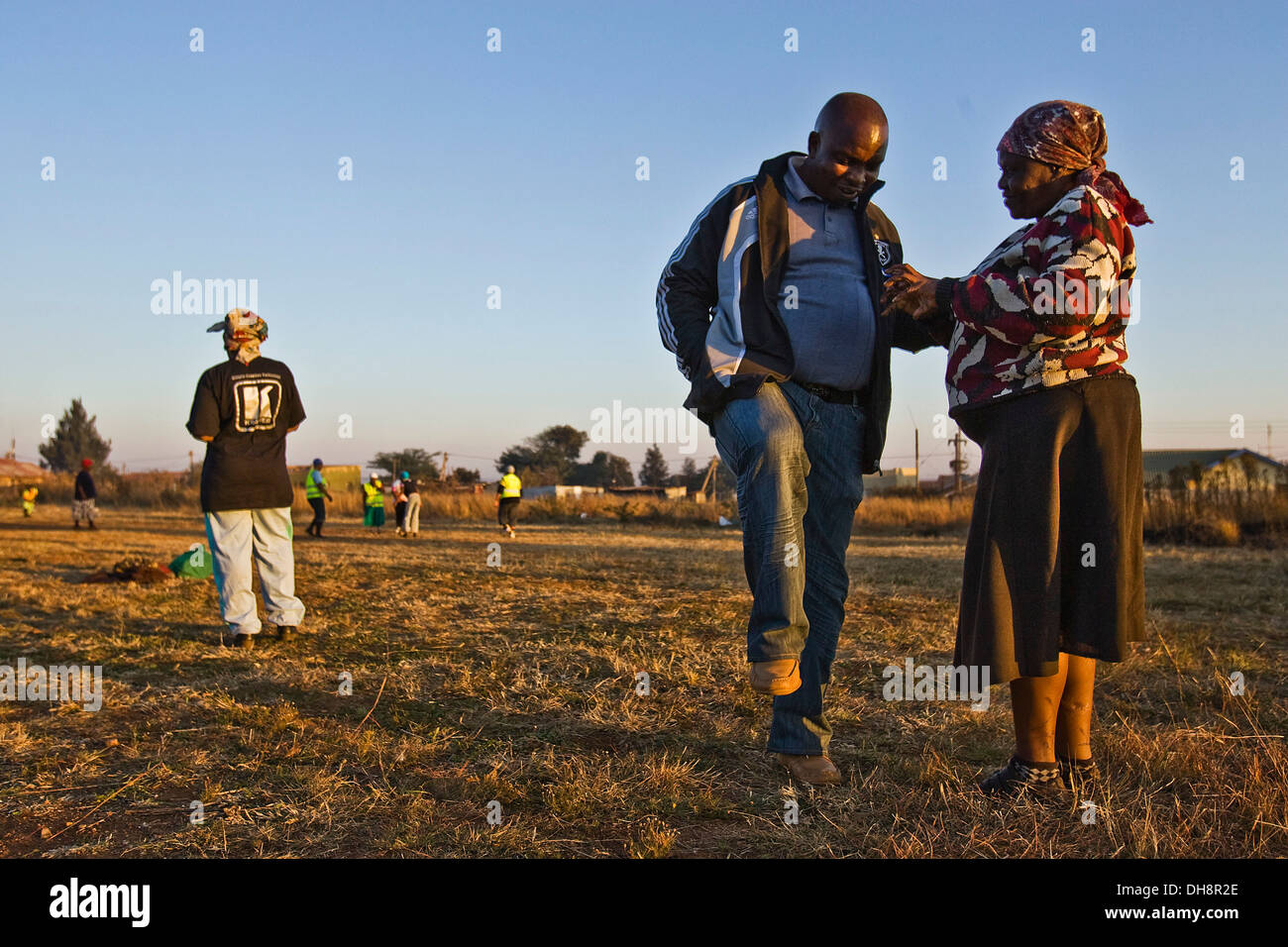 Bricks Mokolo chats to a grandmother from Orange Farm during their ...