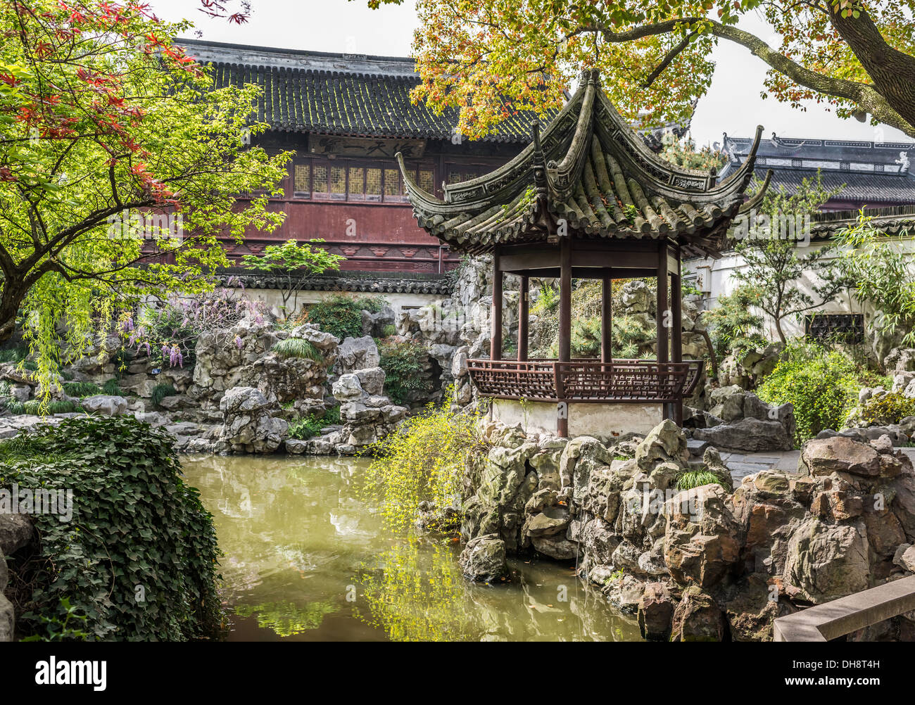 detail of the historic Yuyuan Garden created in the year 1559 by Pan ...