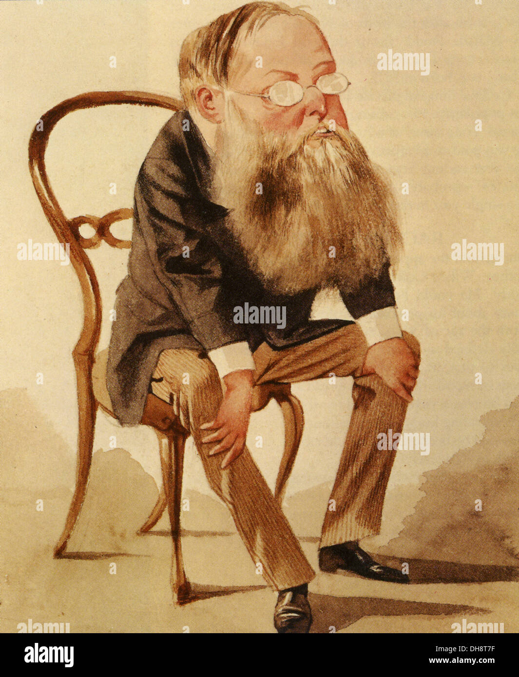 WILKIE COLLINS (1824-1889) English writer, Cartoon by Adriano Cecioni ...