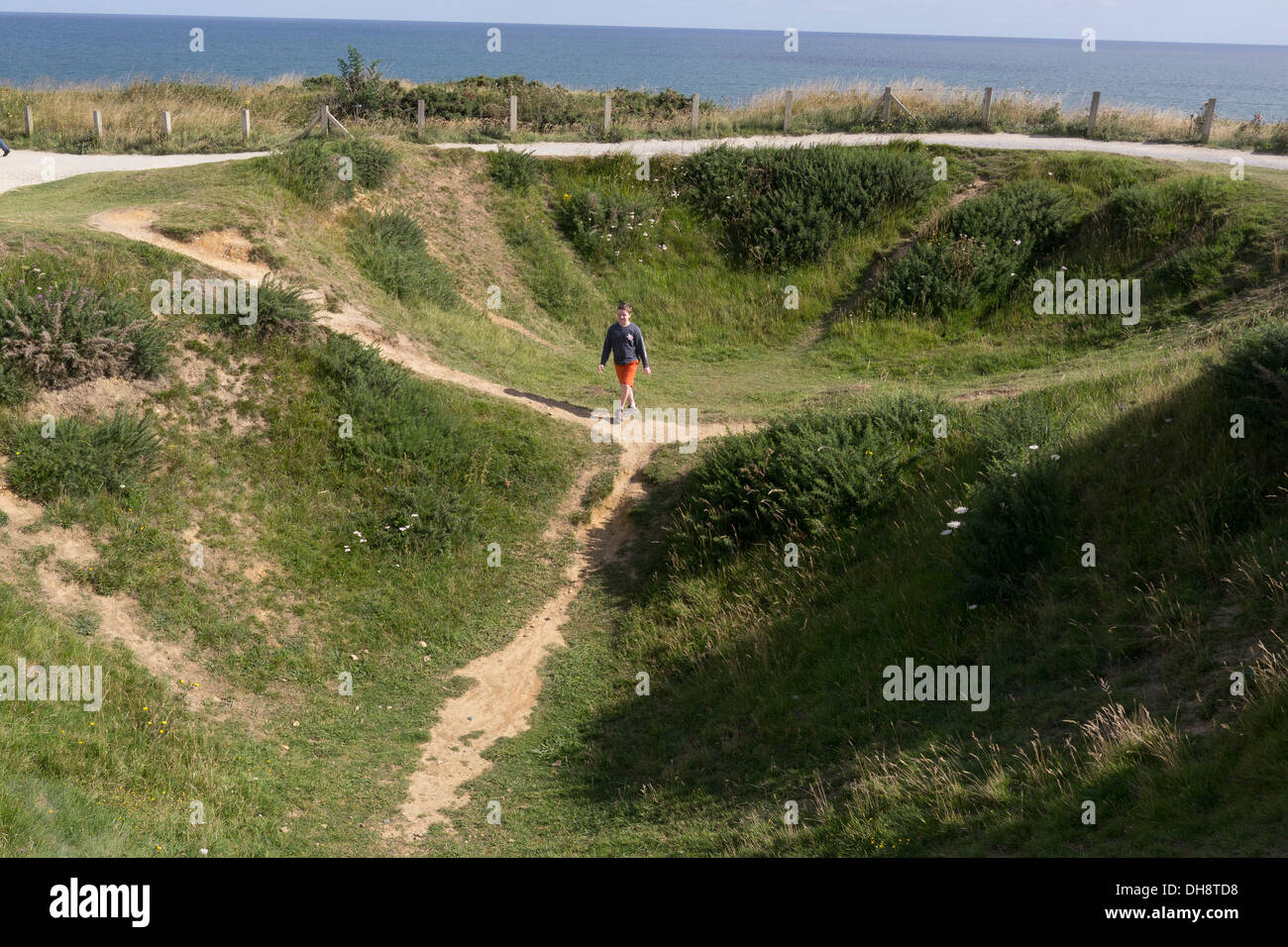 Shell craters from Allied artillery barrage at Pointe Du Hoc, during ...