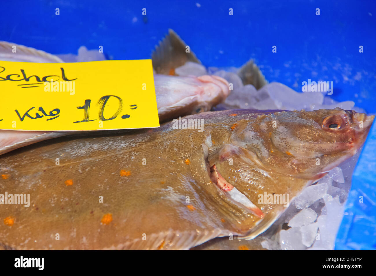 Sales of fresh flounder on the market Stock Photo - Alamy