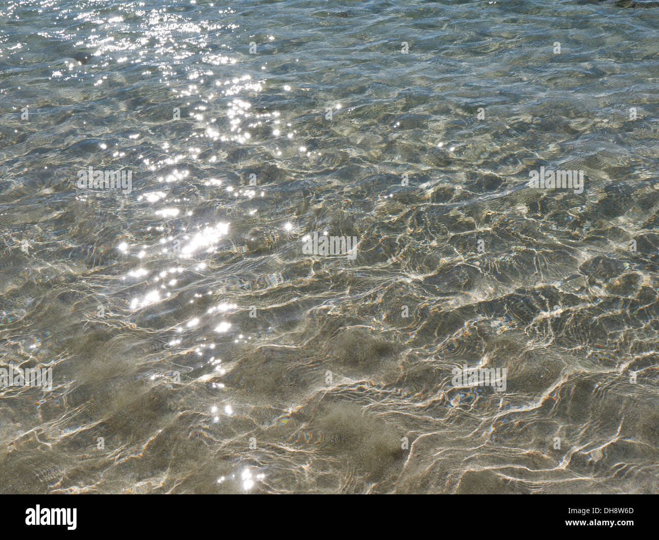 the sun glinting on Rippled sea water over sand Stock Photo - Alamy