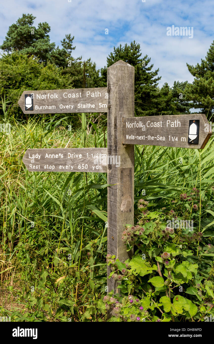 The Norfolk Coast path finger sign at Wells, Norfolk, UK Stock Photo ...
