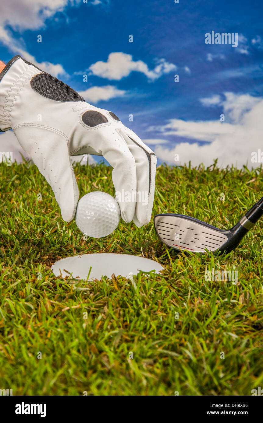 Golf stuff on green grass Stock Photo - Alamy