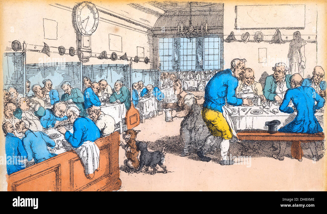 An Eating House, London England in 1815 An engraving by artist Thomas ...