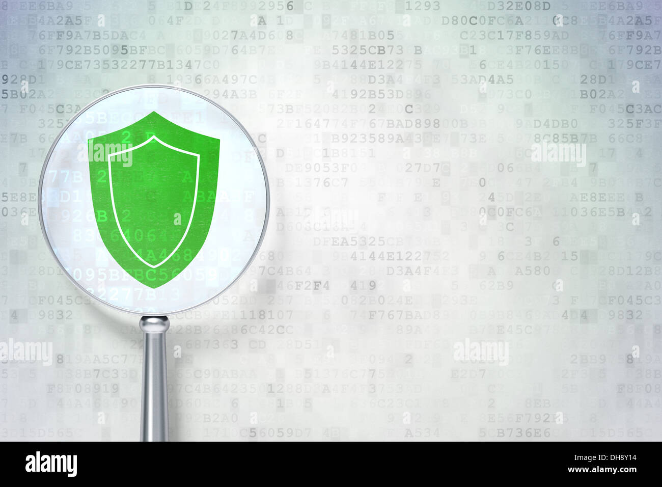 Privacy concept: Shield with optical glass on digital Stock Photo - Alamy