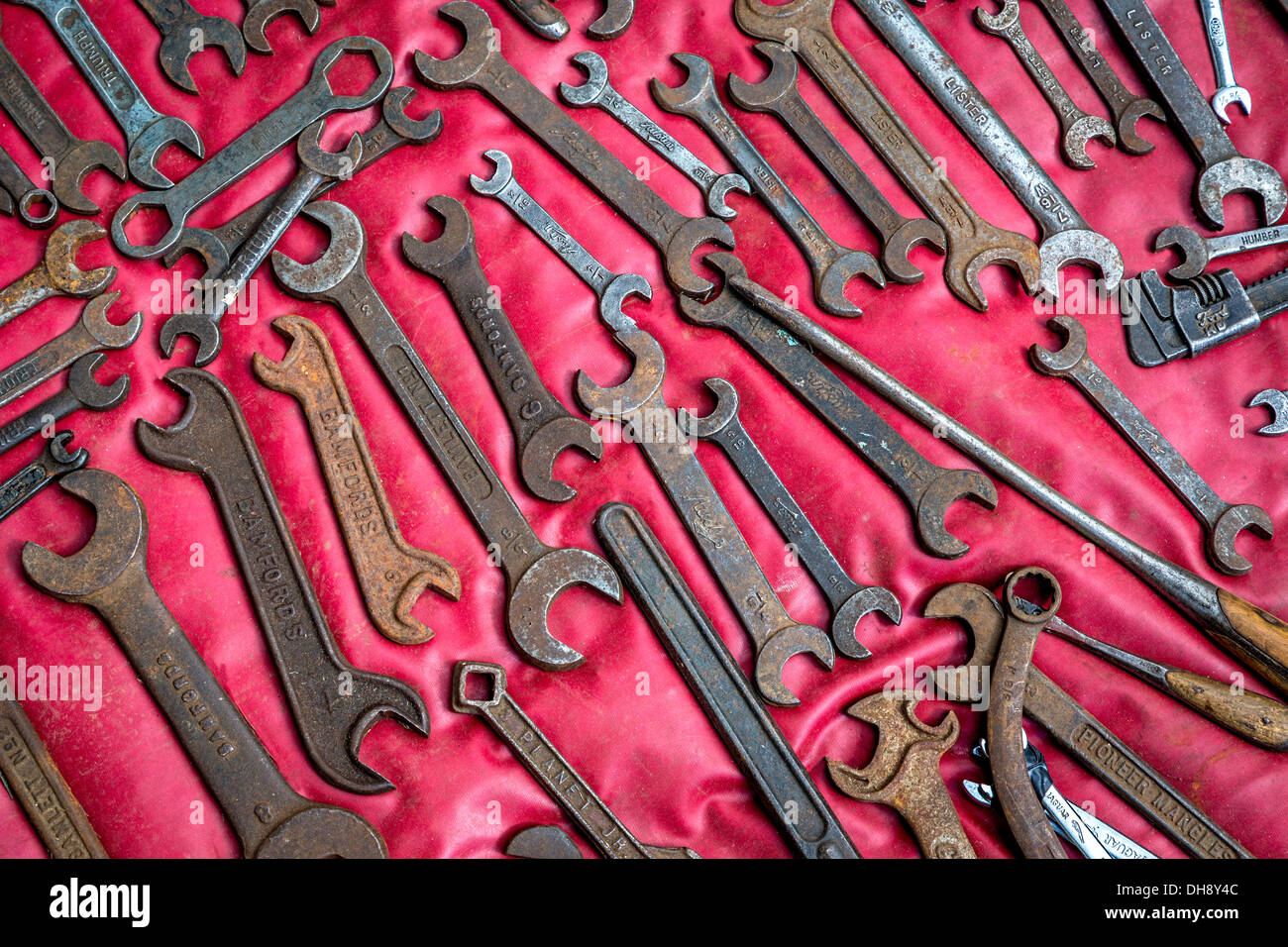 An assortment of used spanners and wrenches Stock Photo - Alamy