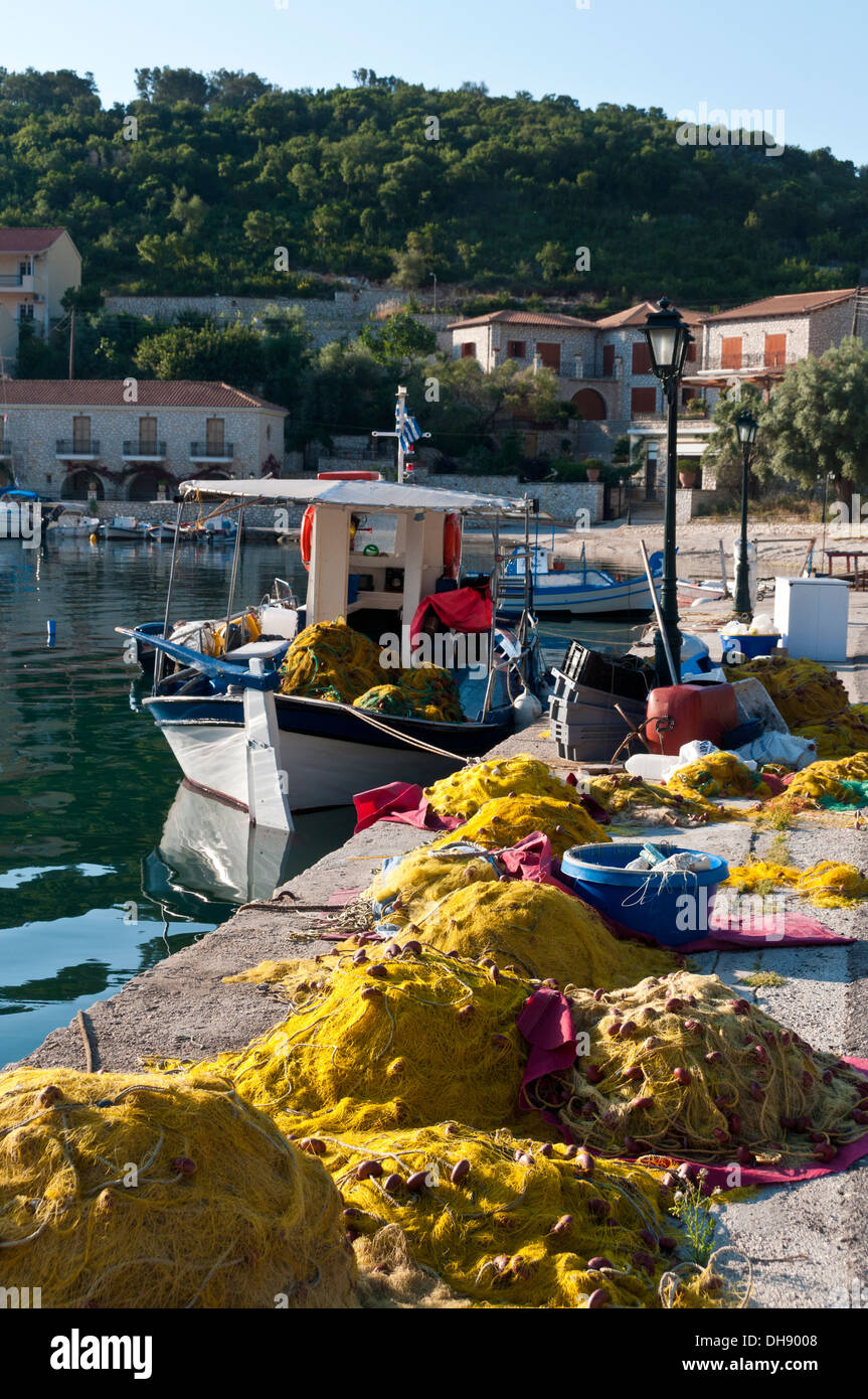The greek fishing village of Fiscardo in the Southern Ionian sea Stock ...