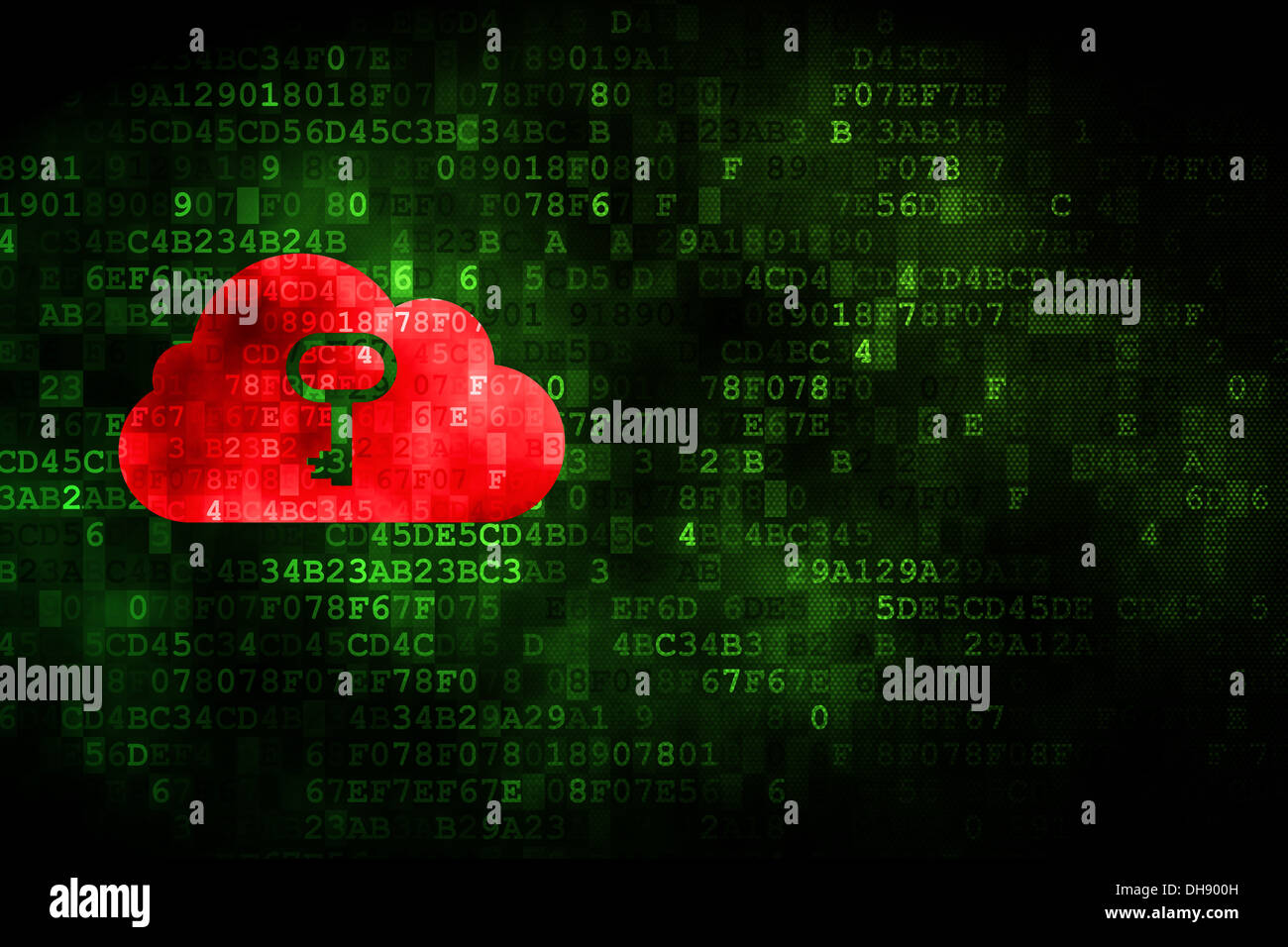 Cloud With Key on digital background Stock Photo - Alamy