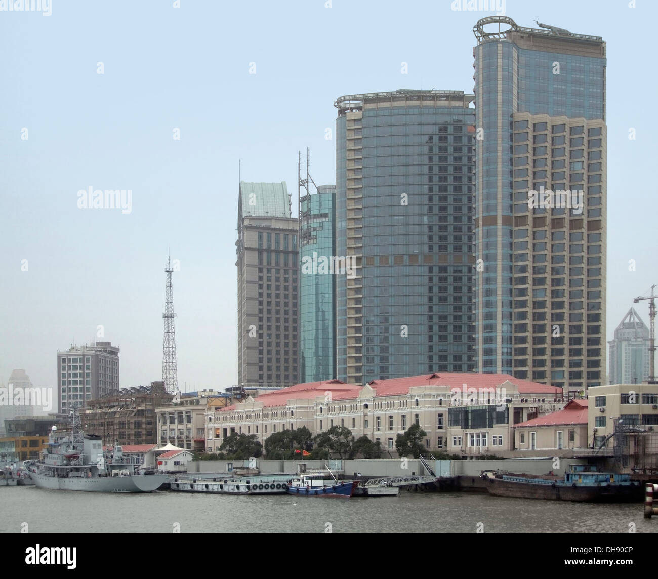 waterside city view of Shanghai in China, seen from Huangpu River Stock ...