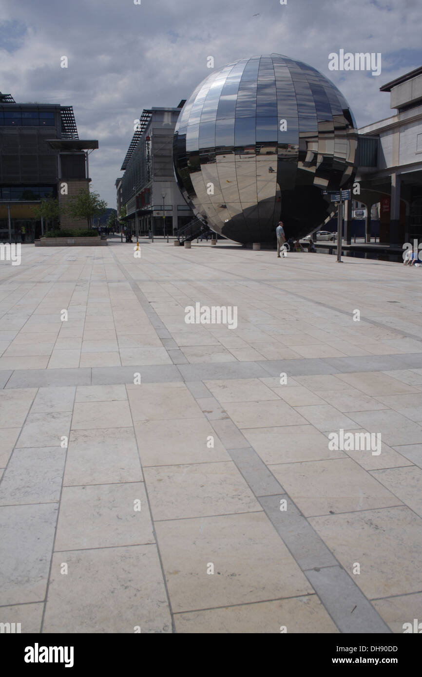 Millennium Square Bristol with Metal Sphere by Planetarium Stock Photo ...