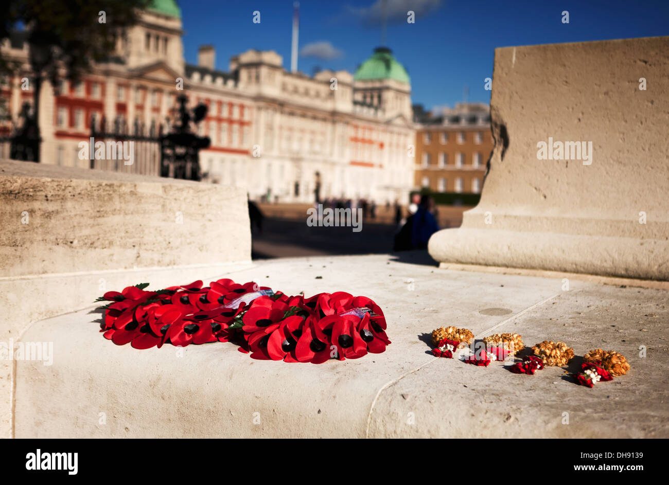 Poppies On A Memorial, Horse Guards' Parade; London, England Stock ...
