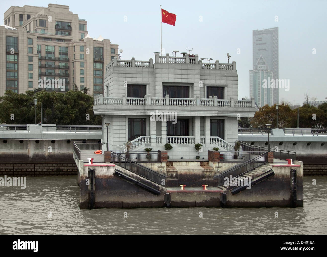 waterside city view of Shanghai in China, seen from Huangpu River Stock ...