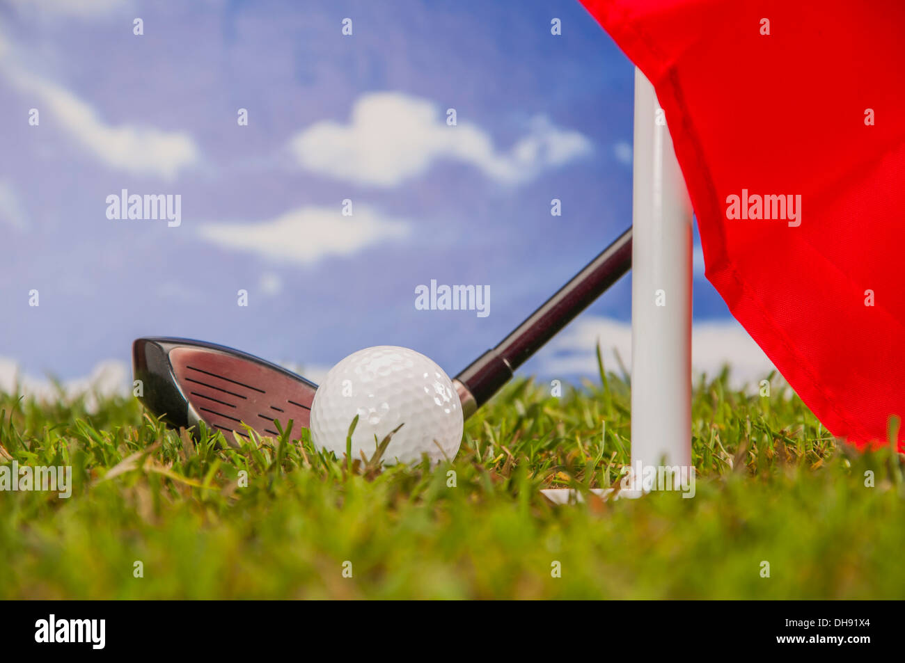 Golf stuff on green grass Stock Photo - Alamy