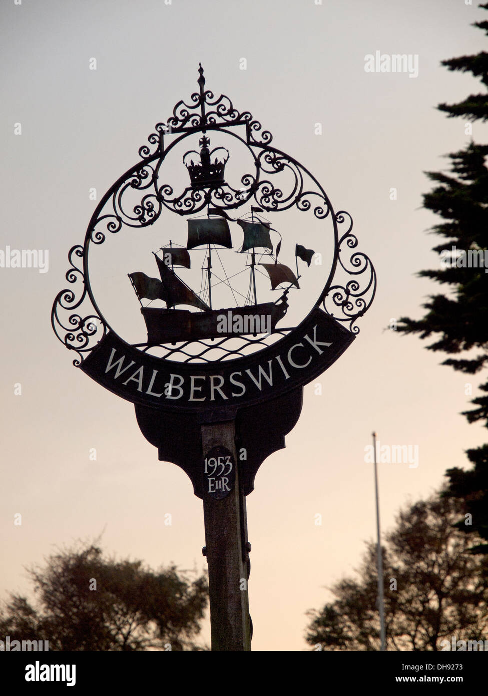 The village sign in Walberswick Stock Photo - Alamy