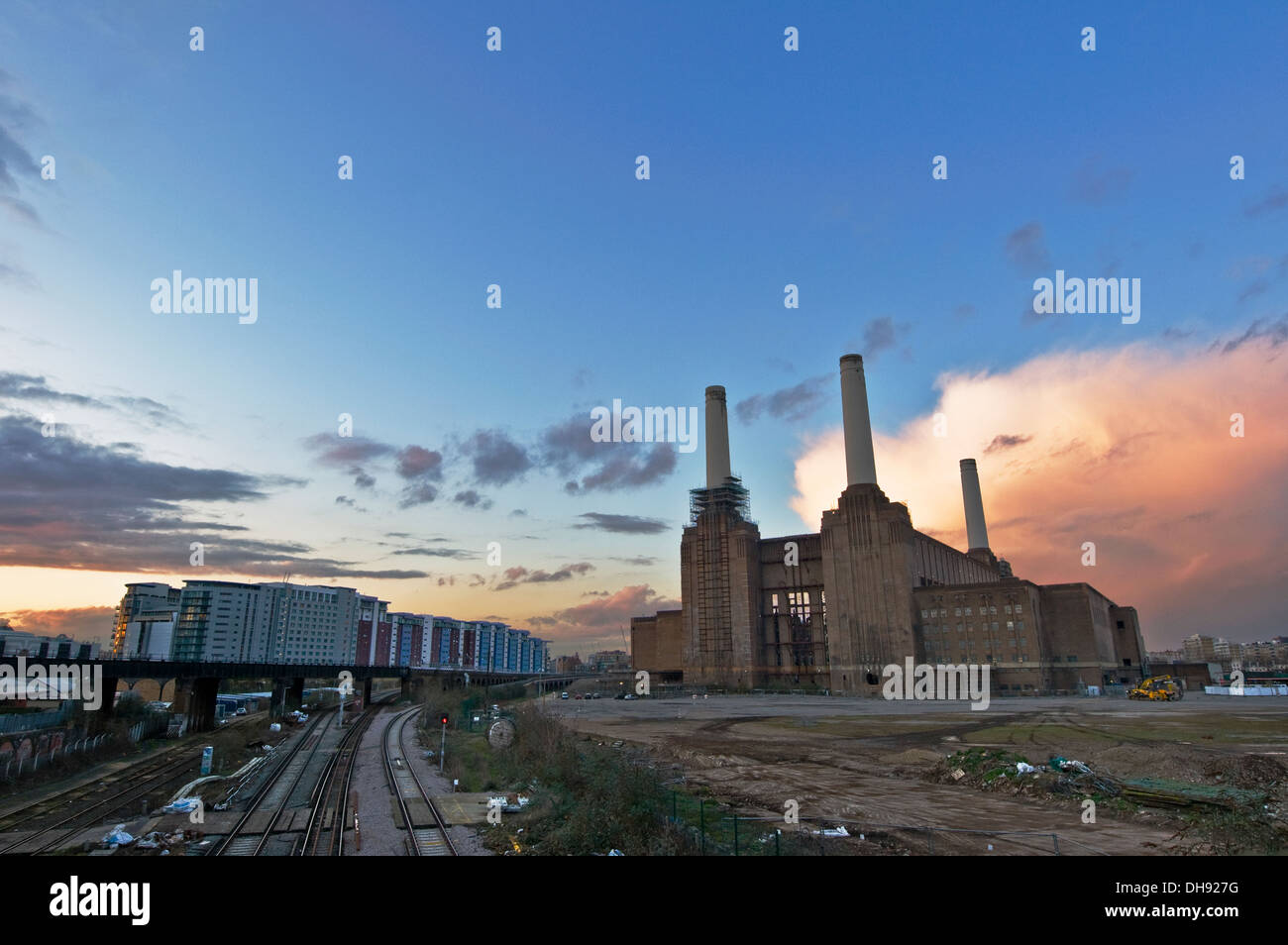 Battersea Power Station with a sunset backdrop Stock Photo - Alamy