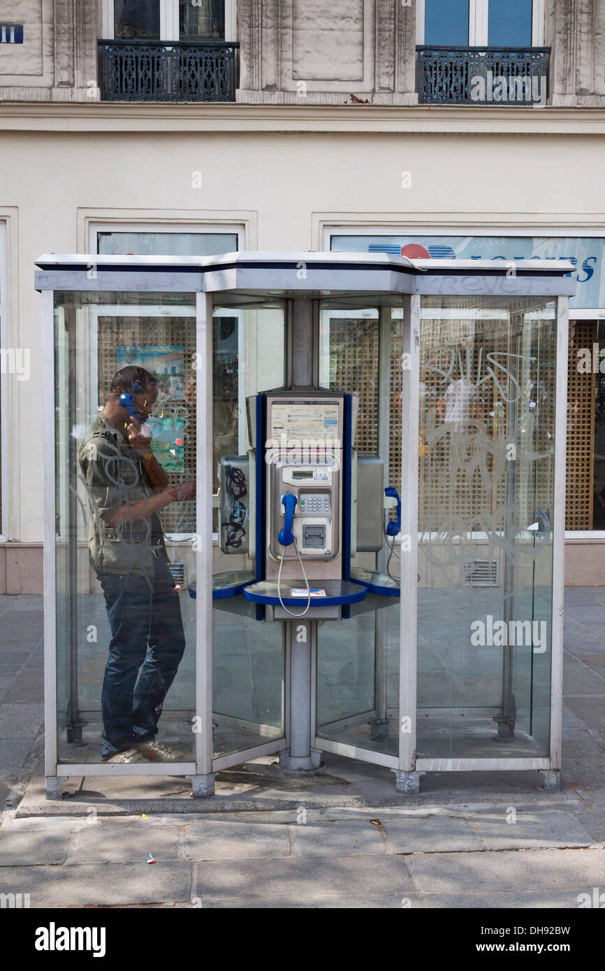 Public Phone Box in Paris, France Stock Photo - Alamy