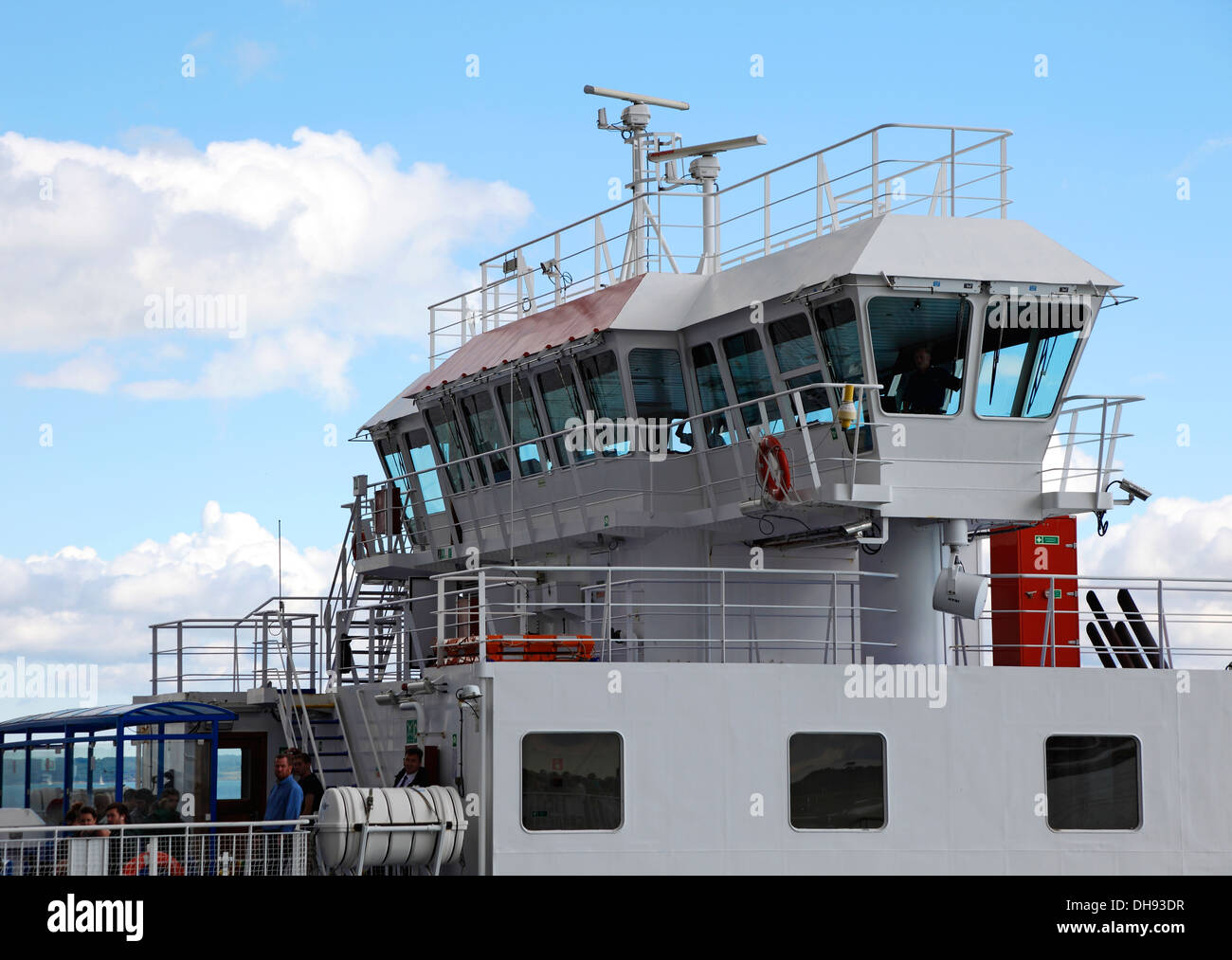 Bridge of Wight Sun vehicle and passenger ferry passing Wight Light ...