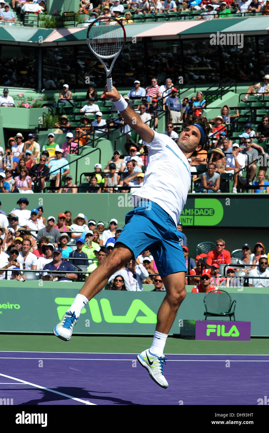 Roger Federer in action against Ryan Harrison during Day 6 of Sony ...