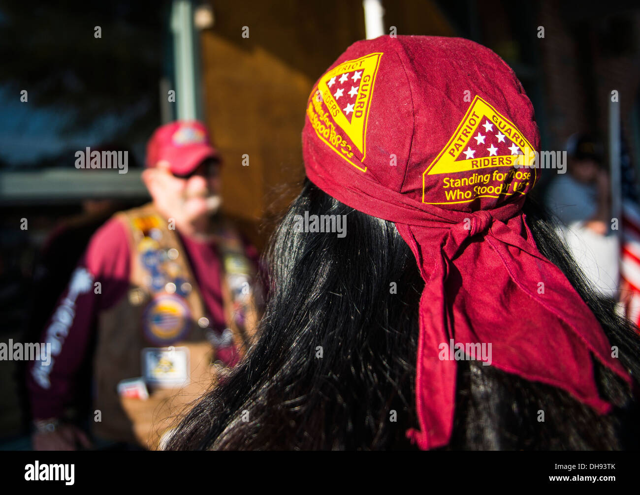 South Carolina Patriot Guard members hold American flags outside the ...