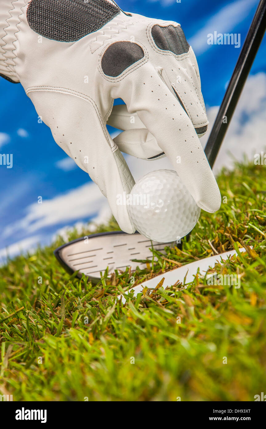 Golf stuff on green grass Stock Photo - Alamy