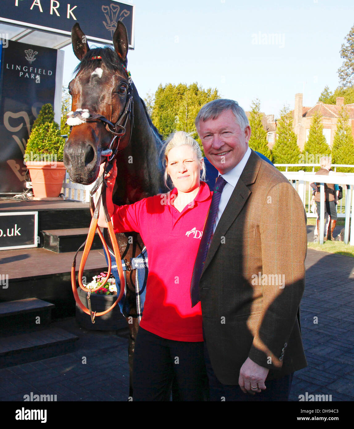 Sir Alex Ferguson with his horse before race on Winter Derby Day at ...