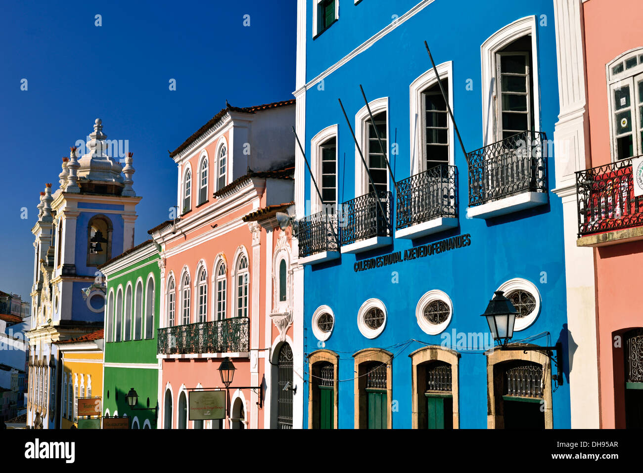 Brazil, Bahia: Colonial style architecture and souvenir shop at the ...