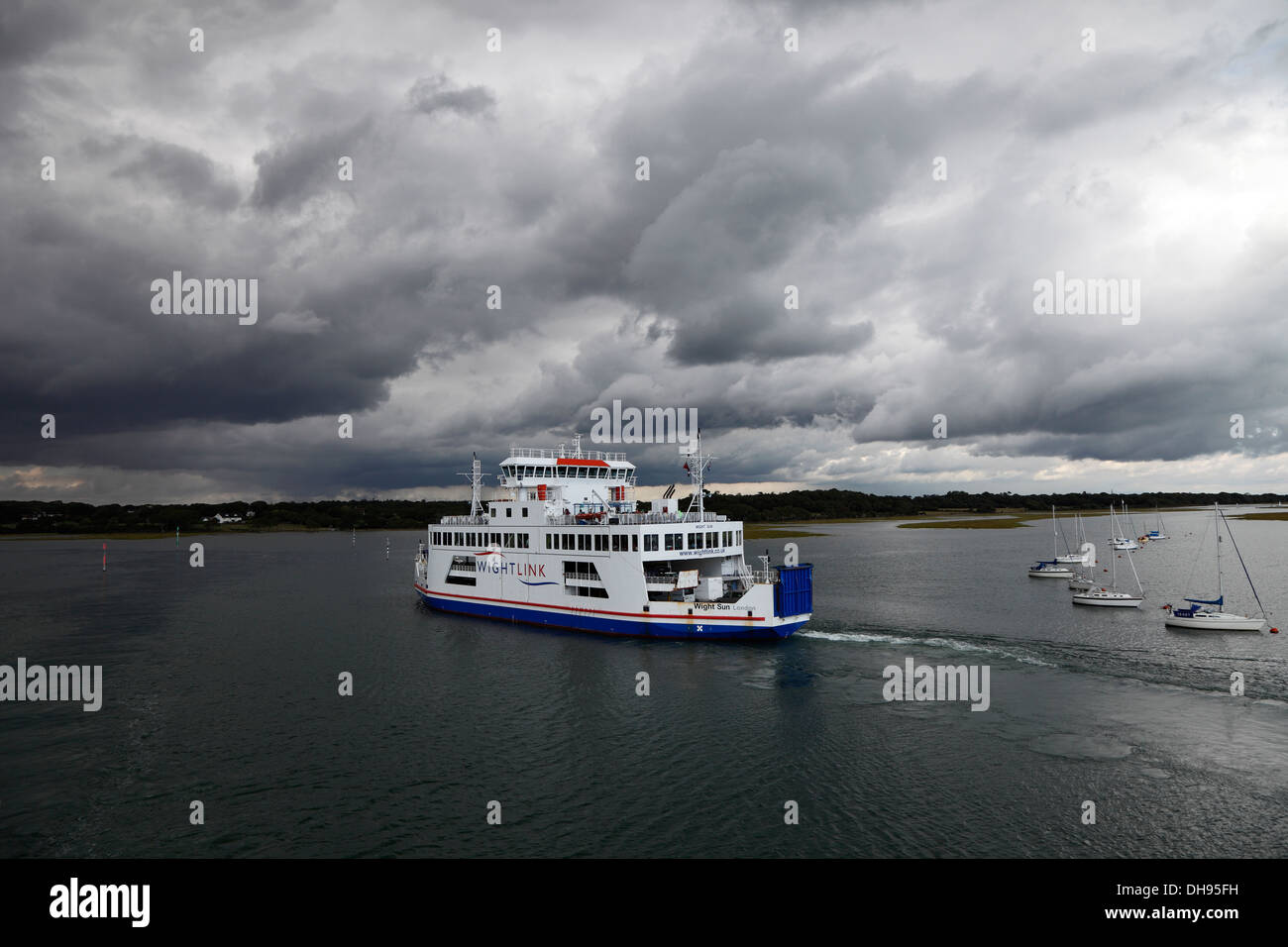 Wight Sun vehicle and passenger ferry taken from deck of Wight Light ...