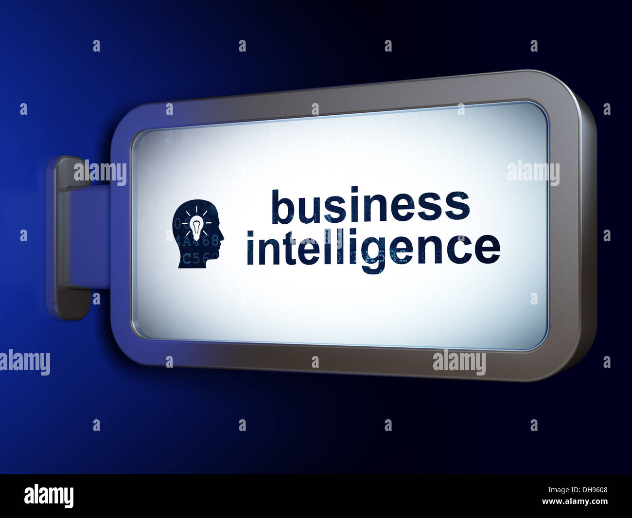 Business Intelligence and Head Light Bulb Stock Photo - Alamy