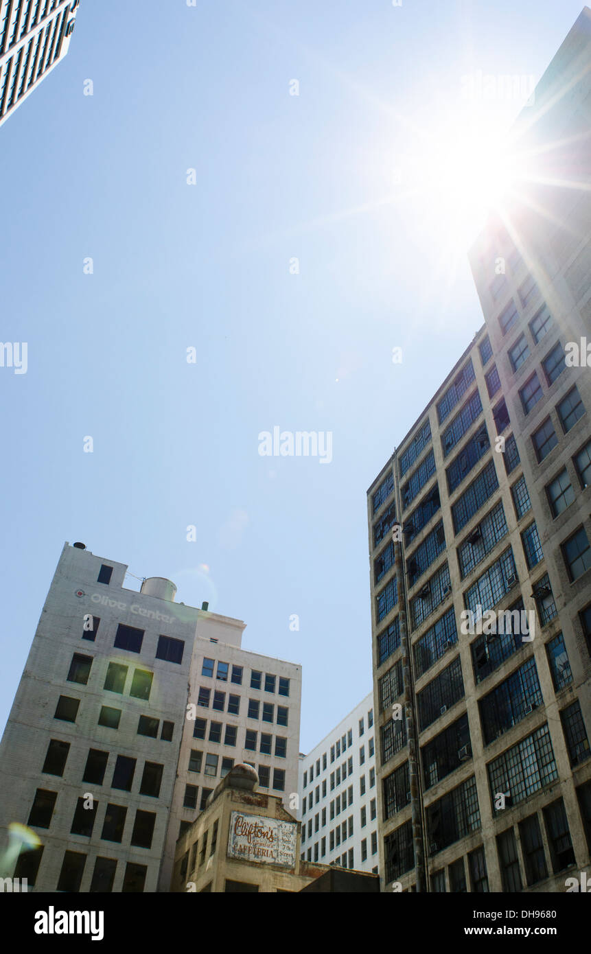 Looking up at buildings in downtown Los Angeles Stock Photo - Alamy