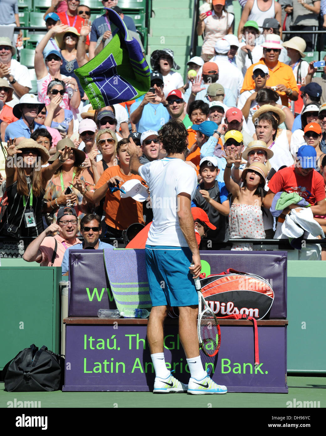 Roger Federer in action against Ryan Harrison during Day 6 of Sony ...