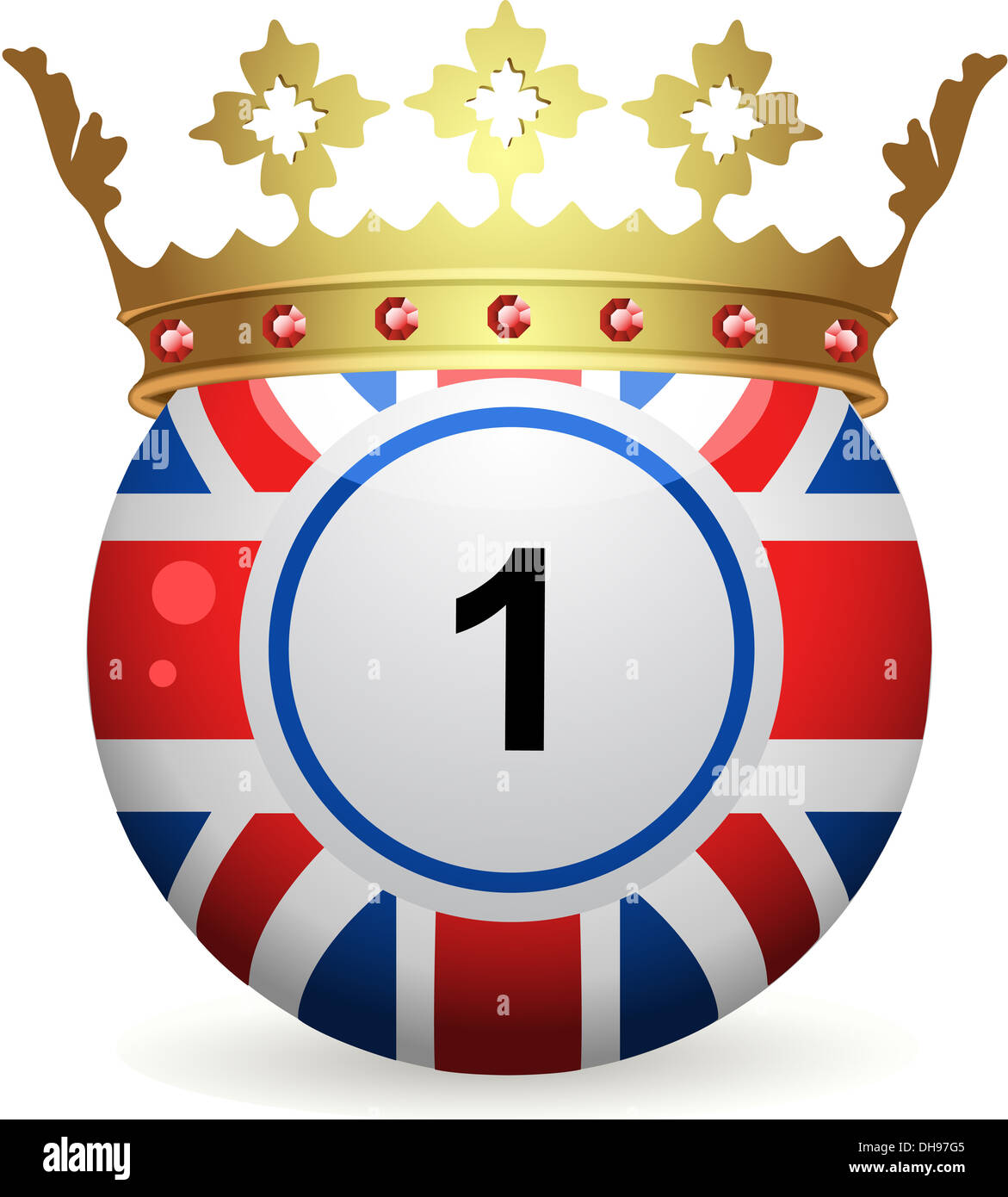 union jack bingo ball wearing a gold crown Stock Photo - Alamy