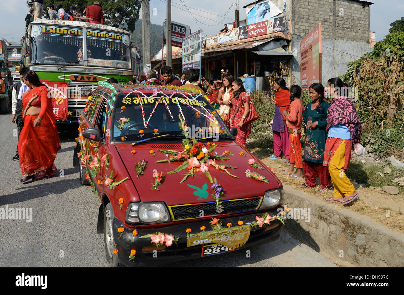decorated car for wedding Pokhara valley Nepal Stock Photo - Alamy