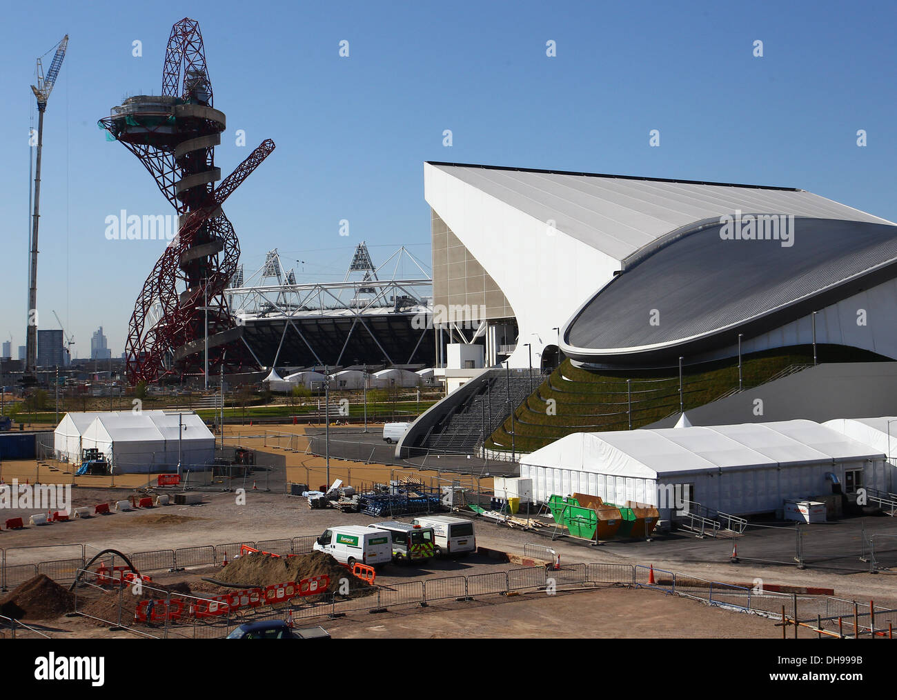 The London Olympic Park Olympic Stadium and Orbit tower at Olympic Park ...