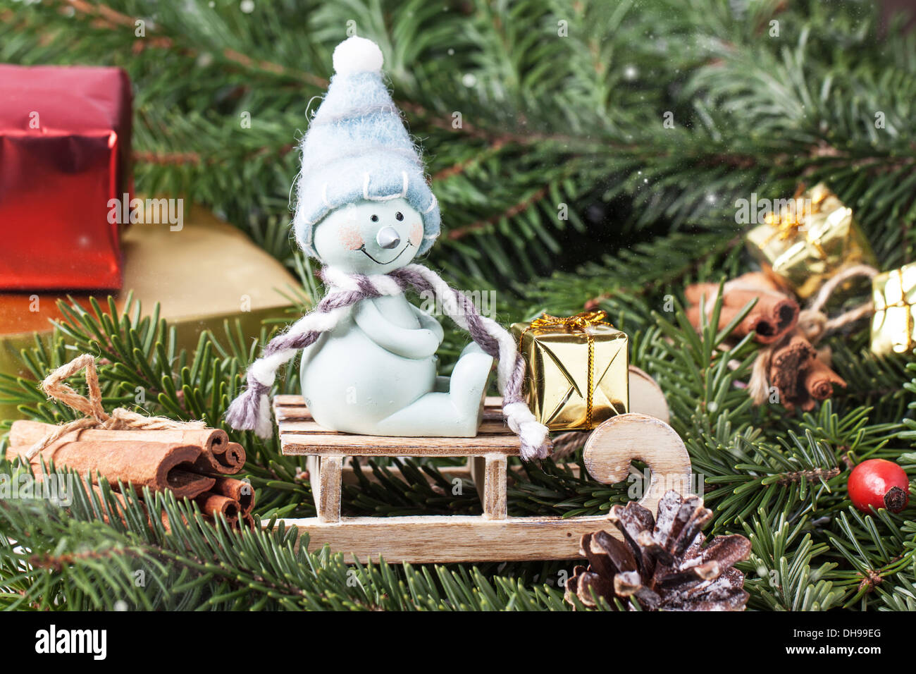 Snowman on sled hi-res stock photography and images - Alamy