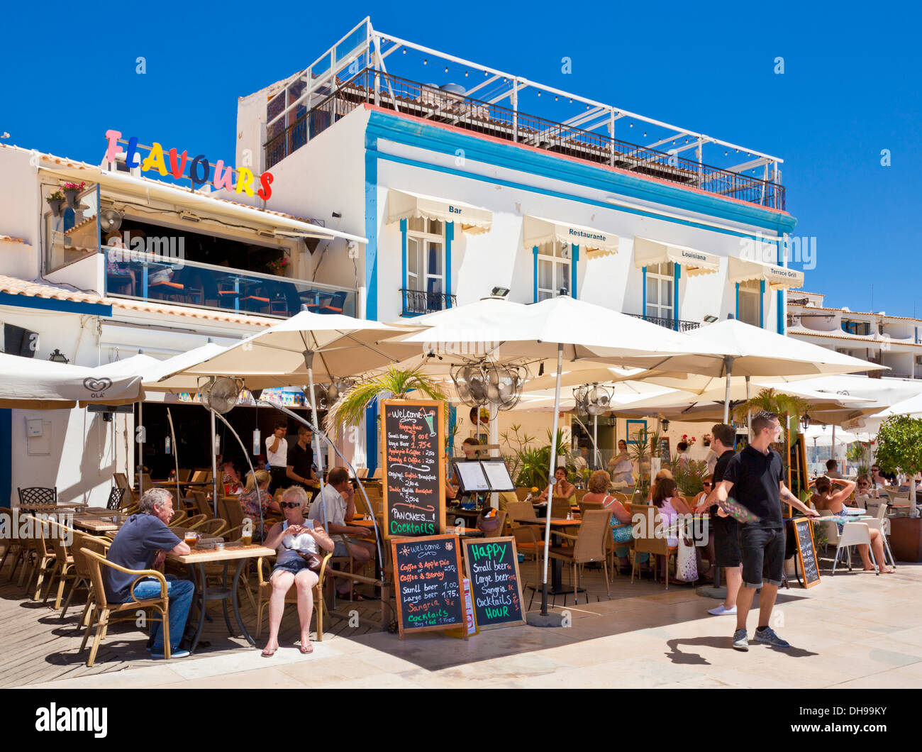 Typical portuguese tourist restaurant in the old town in Albufeira ...